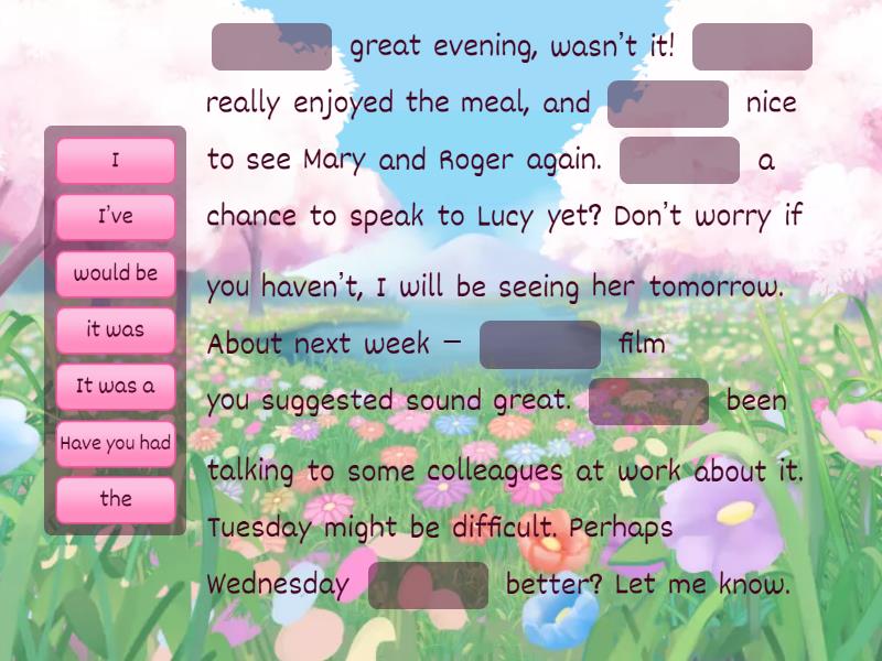 Sentence building 2 - Complete the sentence