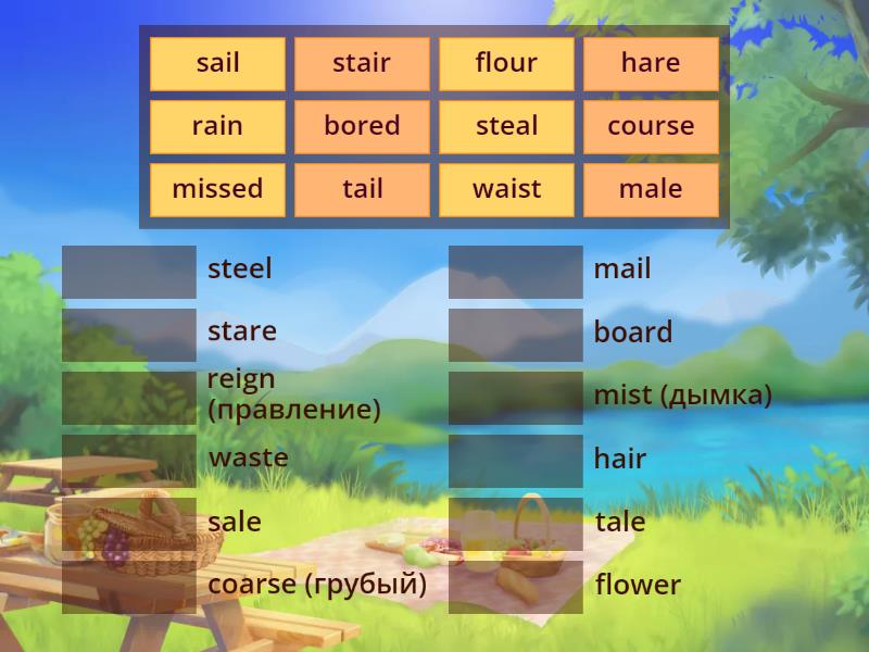Unit 4e homophones - Match up