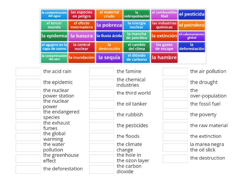 Spanish - Environment - Problems - Match up