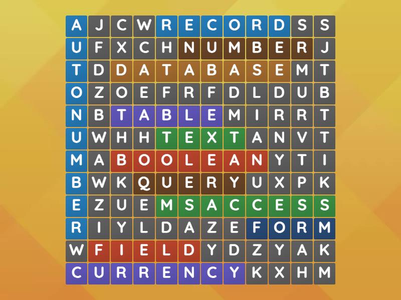 MS Access Crossworld Puzzle - Wordsearch