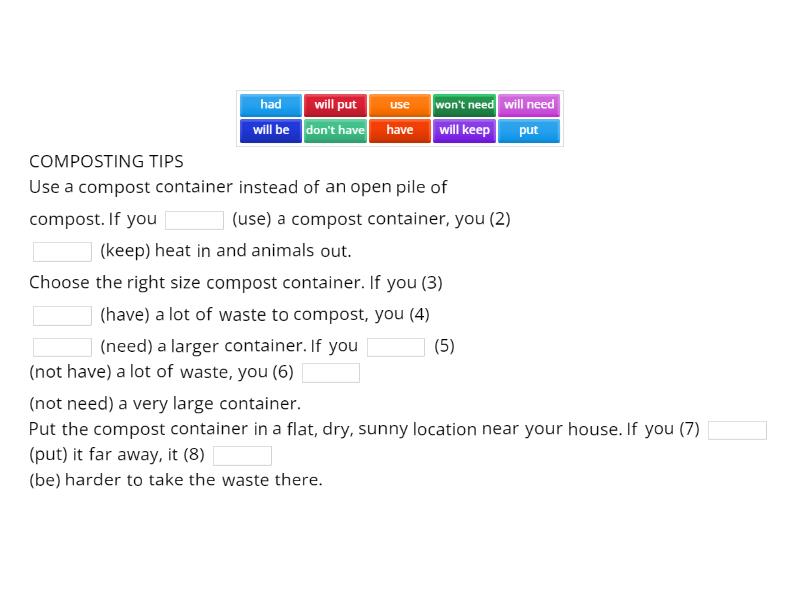 COMPOSTING TIPS - Complete the sentence