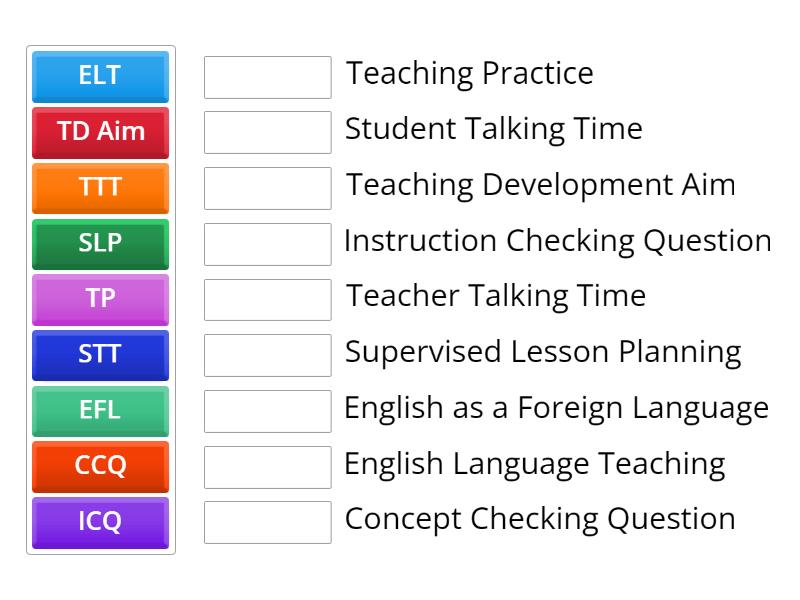 CELTA Terminology - Match up