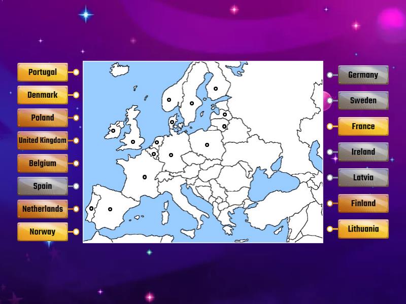 Europe Map Practice 1-15 - Imagem com legenda