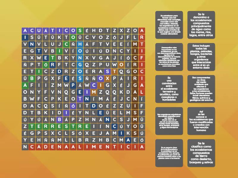 Ecosistema - Sopa de letras