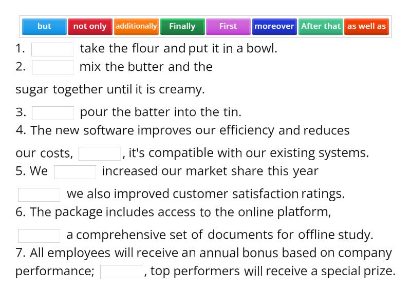 Linking words - putting in order and giving additional information ...