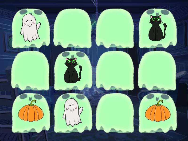 Halloween memory game, 4-5 y.o. - Matching pairs