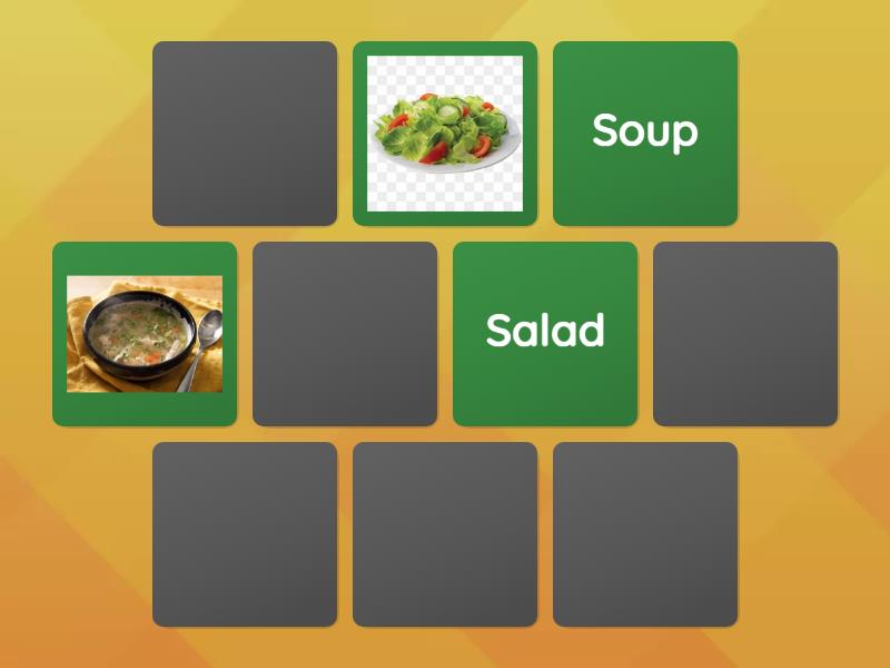 Match the food items to the correct names. - Matching pairs