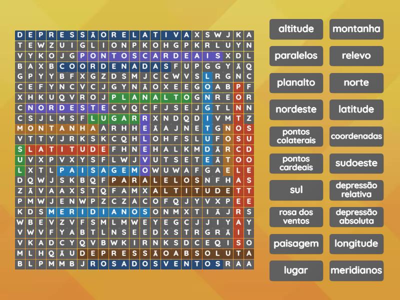 geografia - Wordsearch