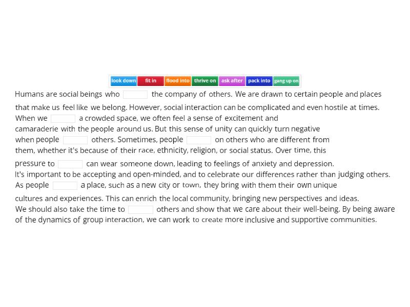 Phrasal verbs. People and Places: The Importance of Social Interaction ...