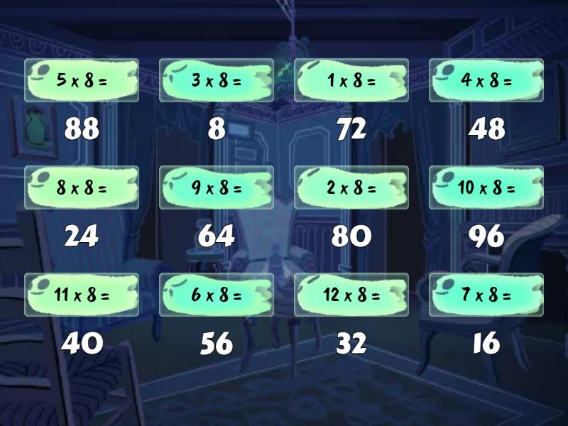 Times tables x8 (unscramble) - Desliar