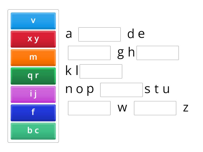 alphabetical order - missing letters - Complete the sentence
