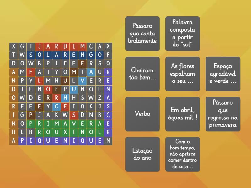 Sopa de Letras _ Primavera - Wordsearch
