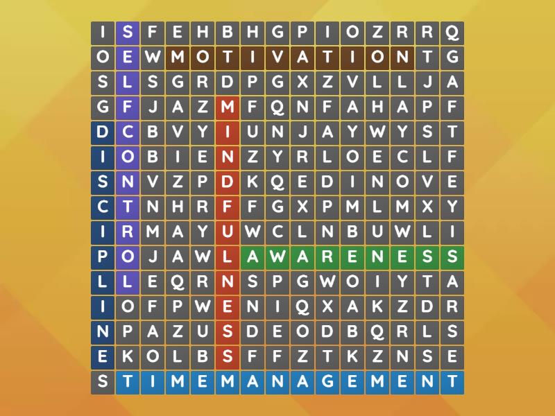 Self Regulation - Wordsearch