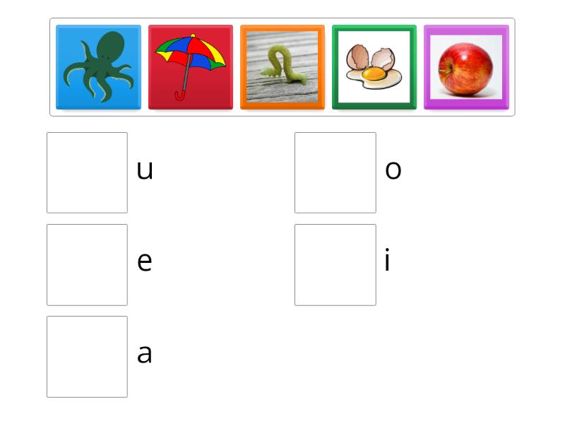Sound Symbol Association - initial short vowel sounds - Match up