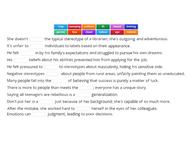 stereotypes - Complete the sentence