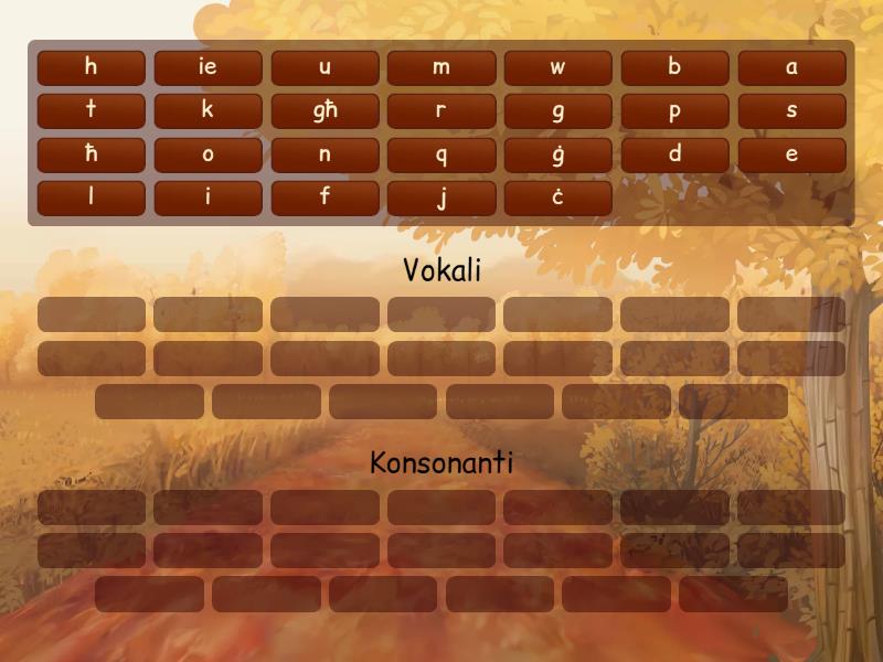 vokali u konsonanti - Ordenar por grupo