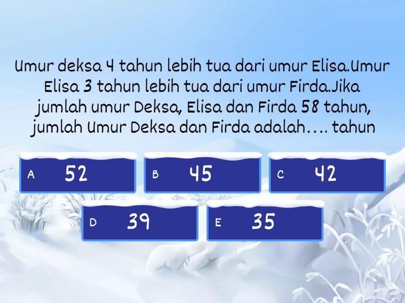 KUIS MATERI SISTEM PERSAMAAN LINEAR - Quiz