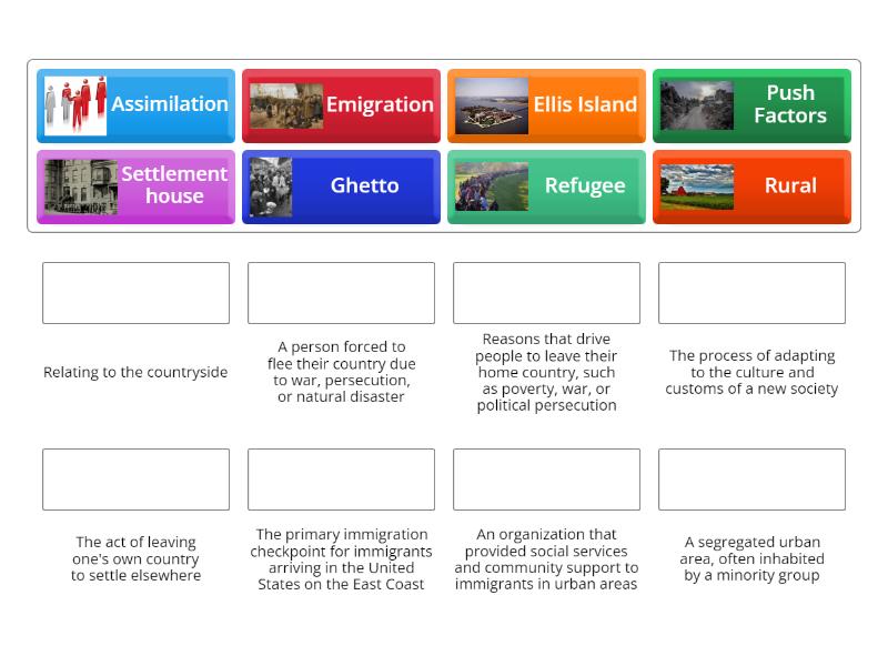 Urbanization and Immigration - Match up