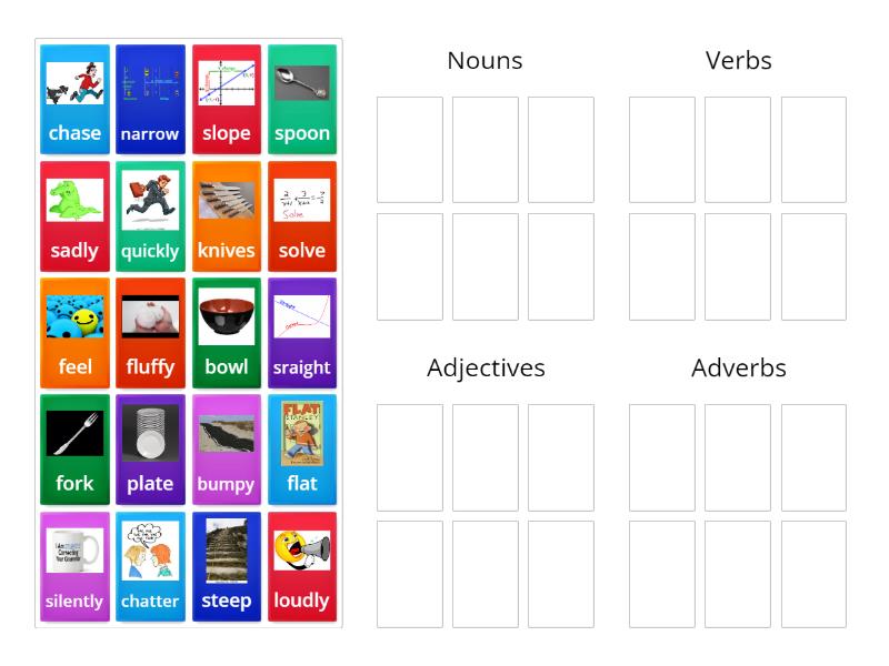 Nouns, Verbs, Adjectives and Adverbs - Group sort