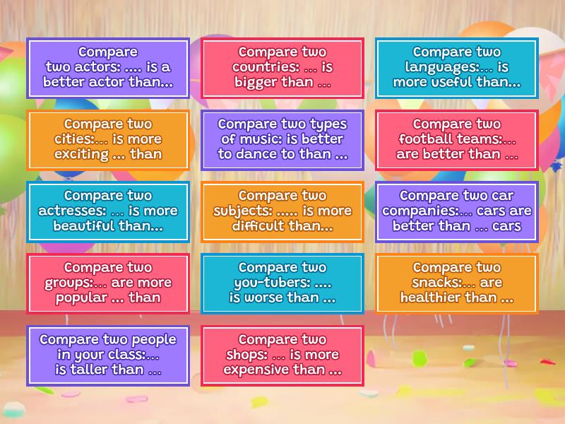 Comparative Degree - Flip tiles