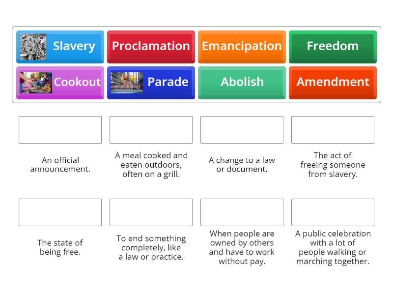 Juneteenth Vocabulary - Match up