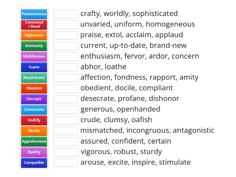 Unit 8 Antonyms - Match up