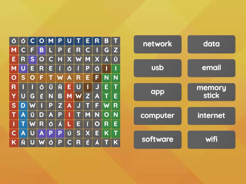 Technology Vocabulary - Wordsearch