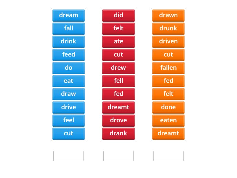 Irregular verbs 2 (cut - feel) - Make sets