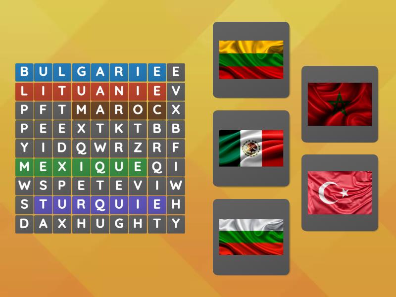 Les pays - Wordsearch