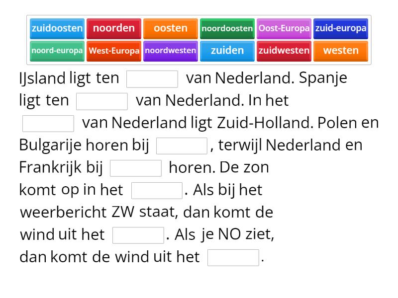 de windstreken - Complete the sentence