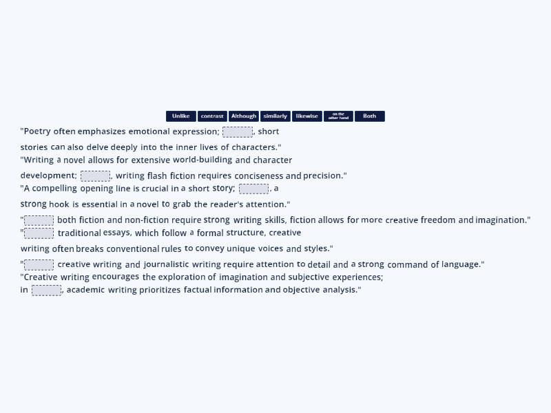 Compare and contrast linkers - Complete the sentence
