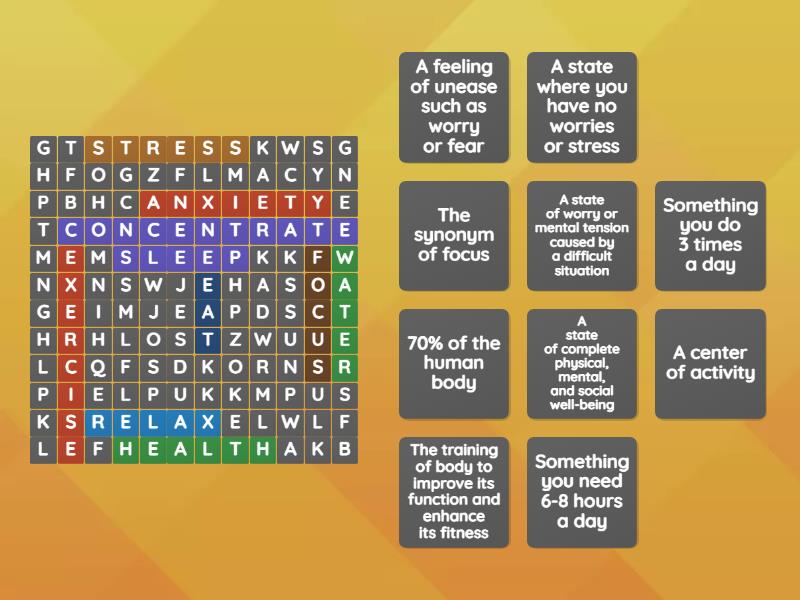 Good Health and Well-Being - Wordsearch