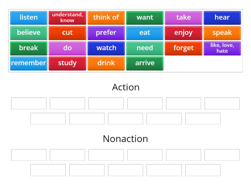 EC I1 M1 - Action x Nonaction Verbs - Group sort