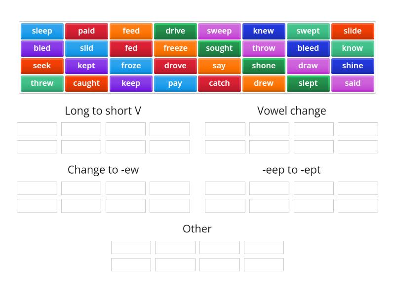S&A Sort 5 - Unusual Past Tense Verbs - Group sort