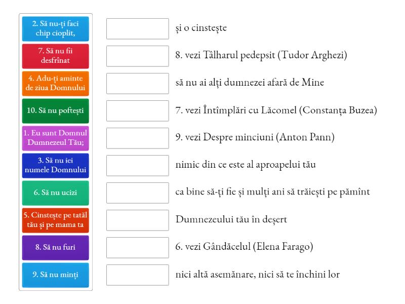 Decalogul - Potrivește