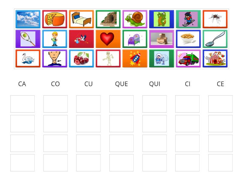 PALABRAS CON: CA, QUE, QUI, CO, CU, CE, CI - Group sort