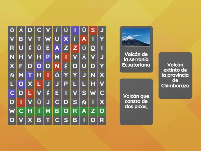 Volcanes del Ecuador - Wordsearch