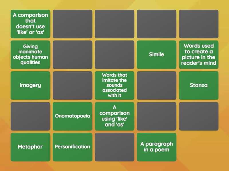 Poetic Devices - Matching pairs Poetic Devices - Matching pairs