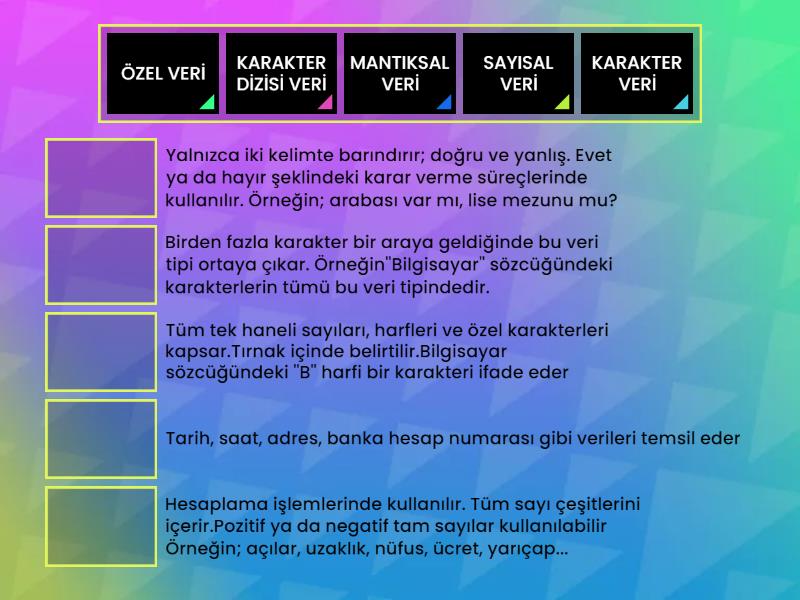 VERİ TİPLERİ - Match up
