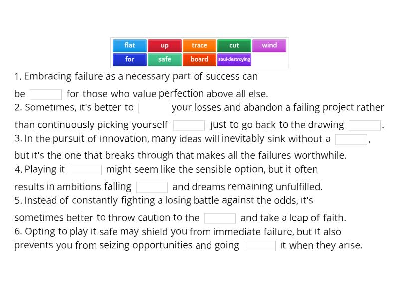 Roadmap C1 Unit 5B The power of failure Vocabulary - Complete a frase