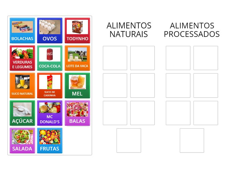 ALIMENTOS NATURAIS OU PROCESSADOS? - Classificação em grupos