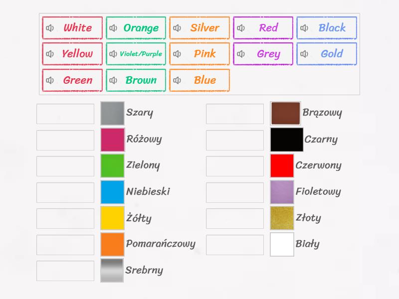Kolory po angielsku - Match up