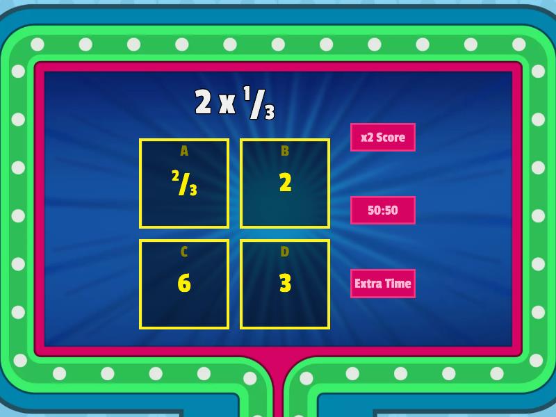 Multiplying fractions test - Gameshow quiz