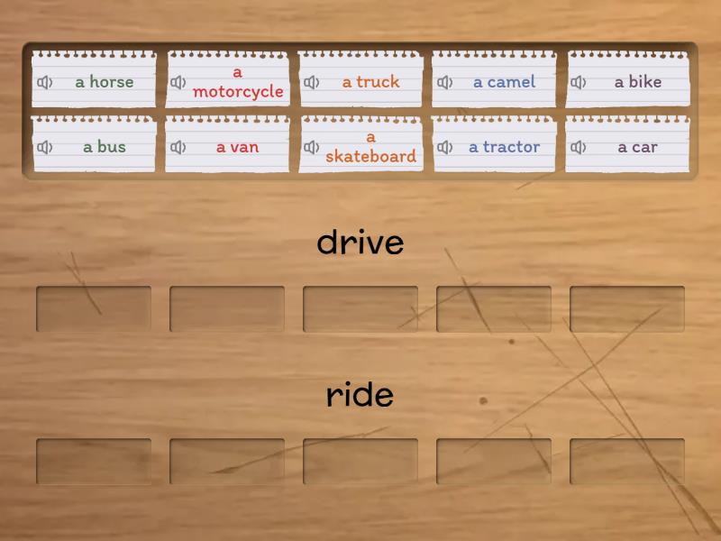 Verbs drive&ride - Ordenar por grupo