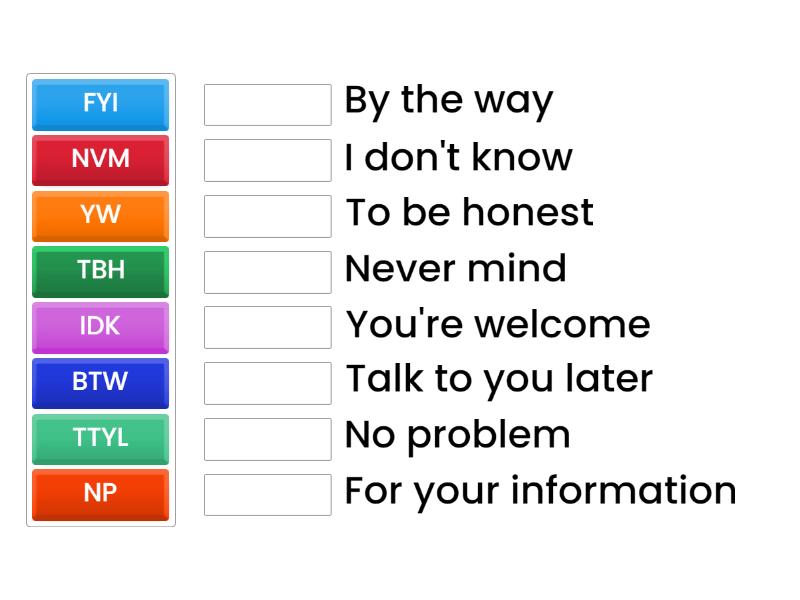 Abbreviations - Match up