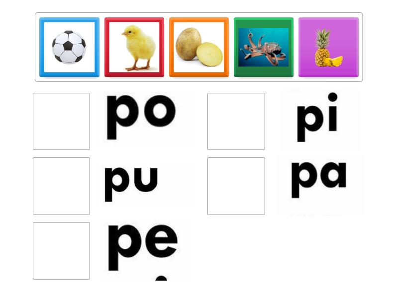 Unir cada imagen que inicia con el fonema pa,pe,pi,po,pu - Une las parejas