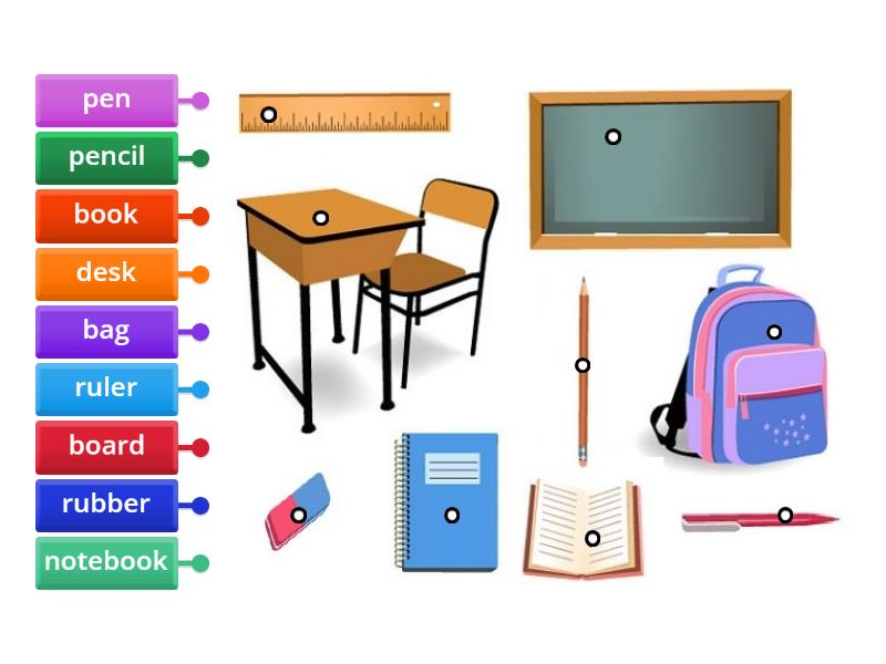 At school. Label the objects - Labelled diagram