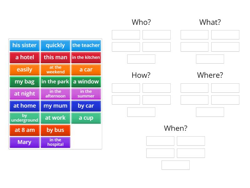 Question words - Group sort