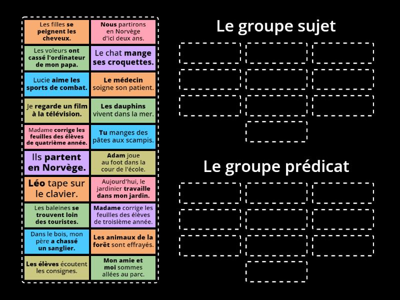 J&A : Connaitre le groupe sujet et le groupe prédicat - Group sort