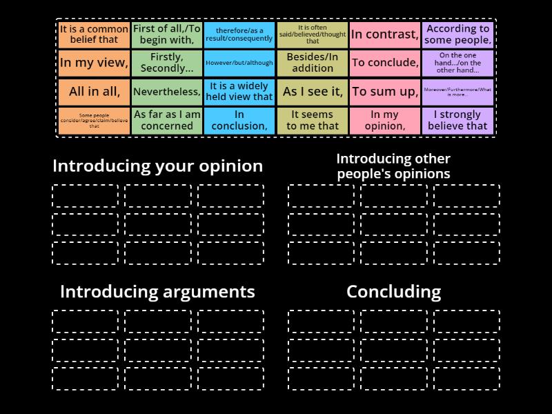 Essay linkers - Group sort